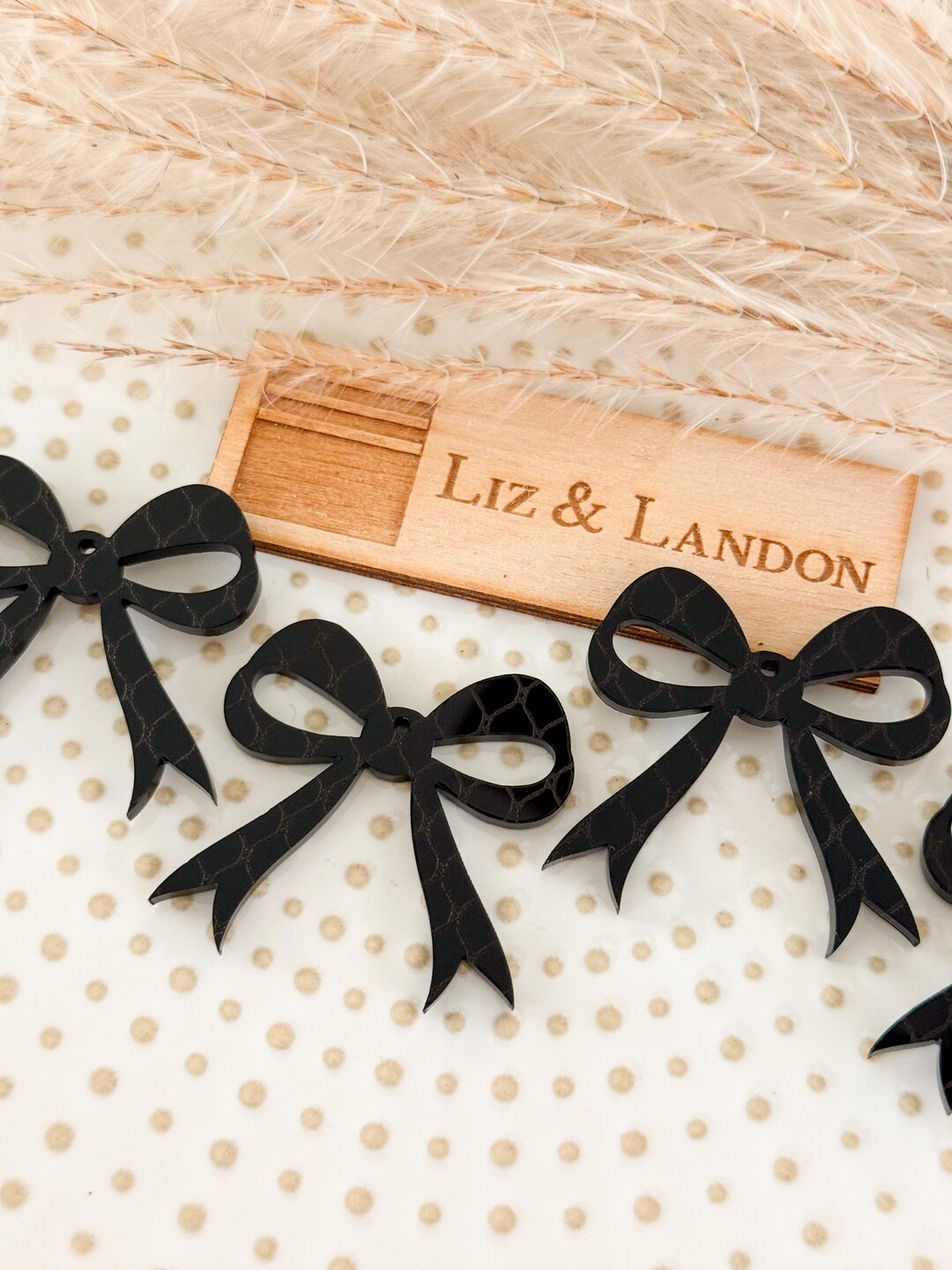 Shiny Fishnet Black Acrylic Bow Findings Blanks Supplies Connectors 1 ...