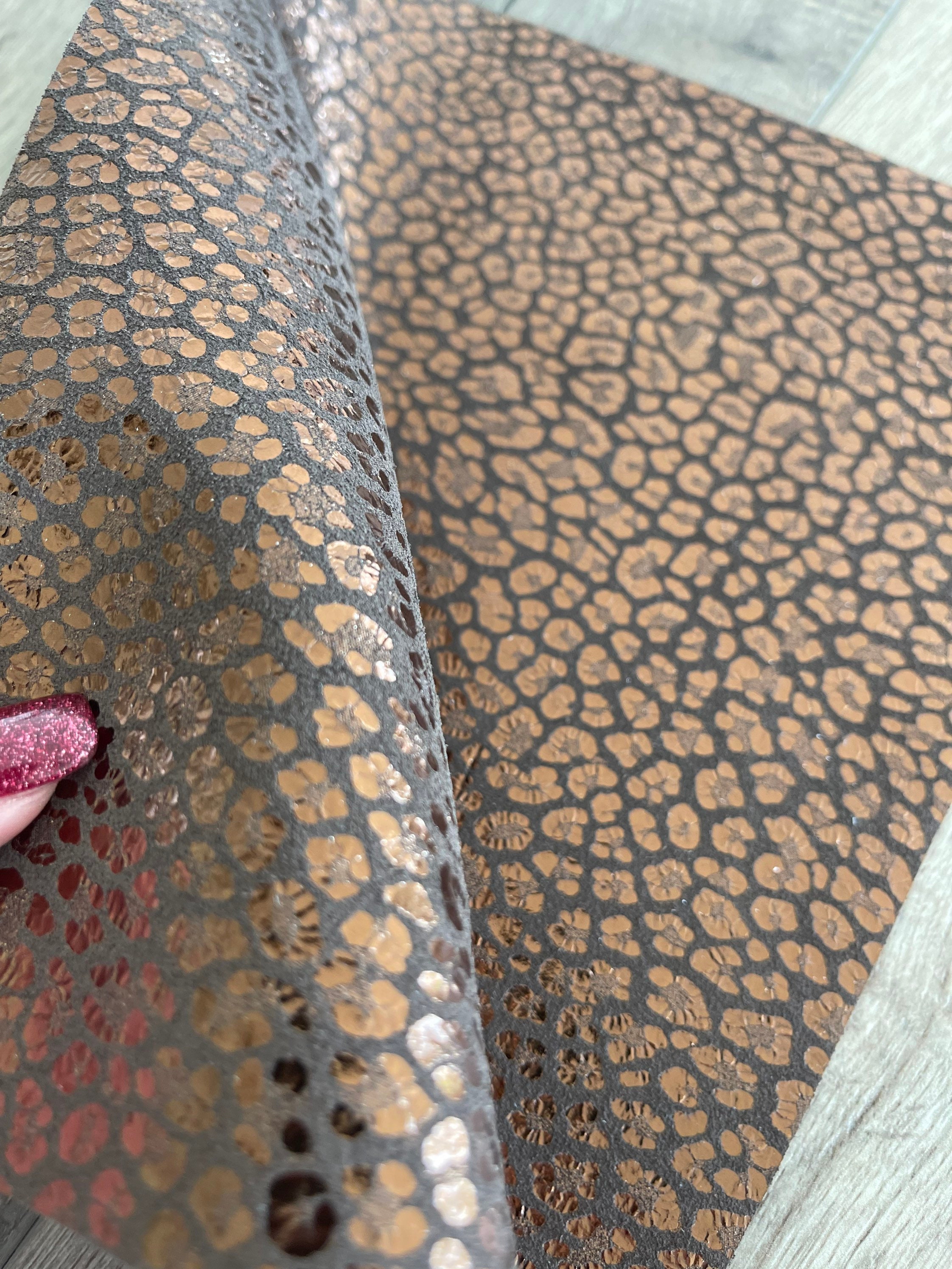 Metallic Copper Leopard 8x10 Genuine Leather Suede Sheets for - Etsy