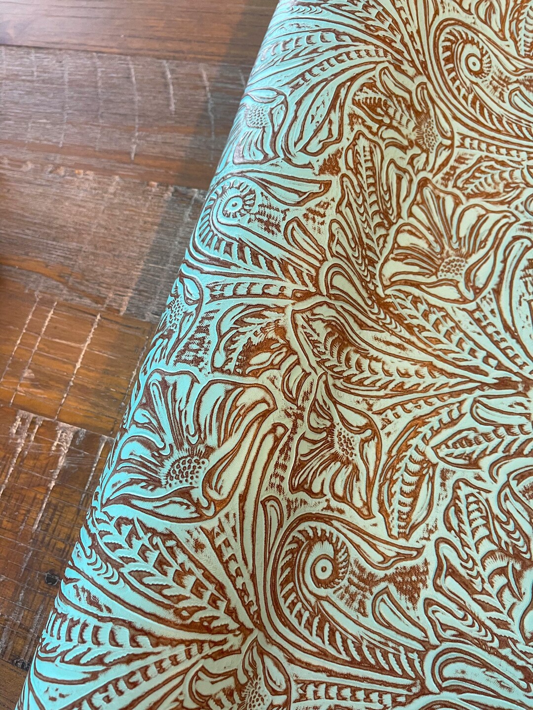 Western Turquoise Tooled 8x10 Genuine Leather Sheets - Etsy