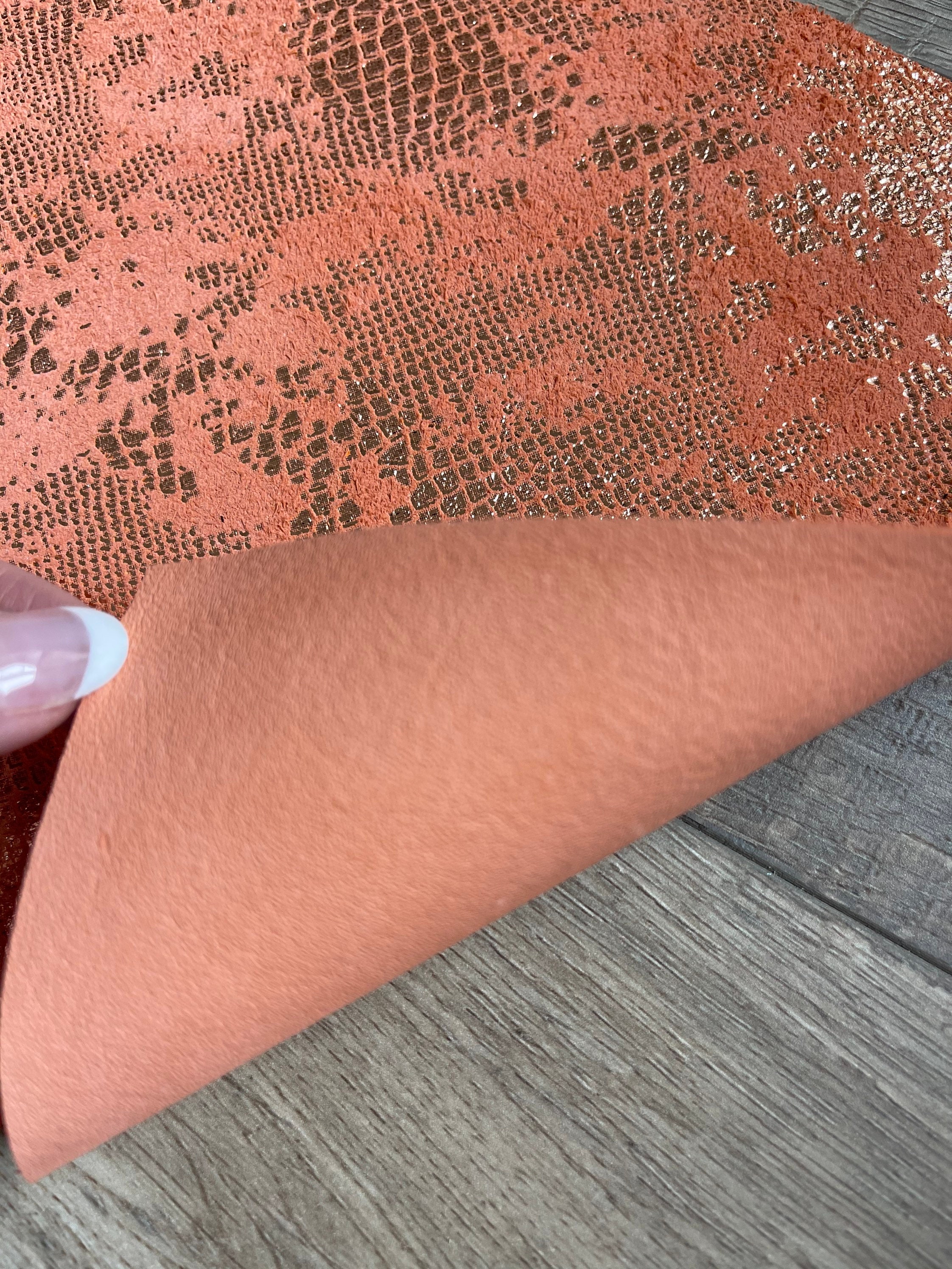 Coral & Rose Gold Python 8x10 Genuine Leather/suede Sheets for - Etsy