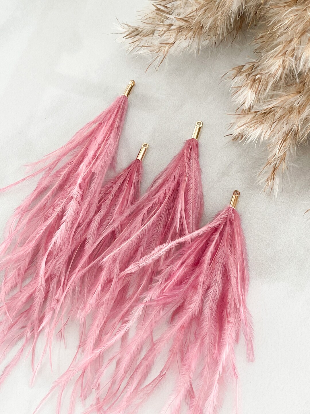 Mauve Ostrich Feather Tassels (1pair) - Etsy