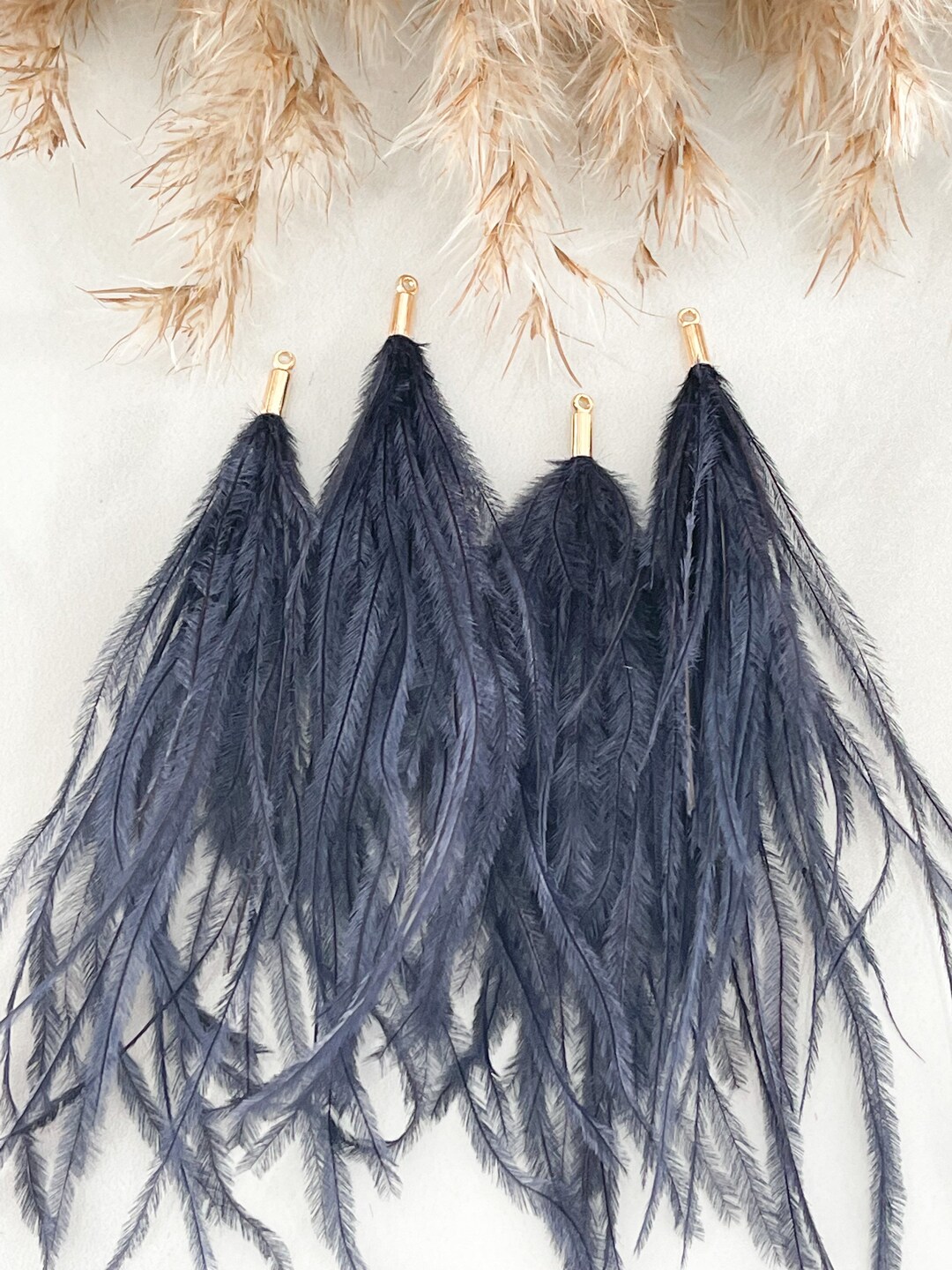Navy Blue Ostrich Feather Tassels (1pair) - Etsy