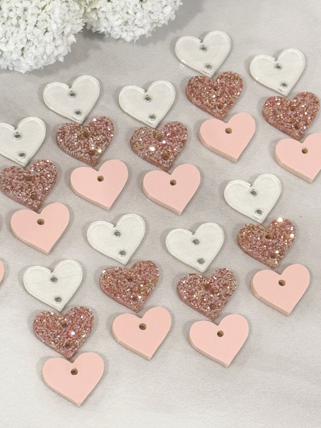 Stacked Blush & Rose Gold Little Cuties Acrylic Hearts for DIY Earrings ...