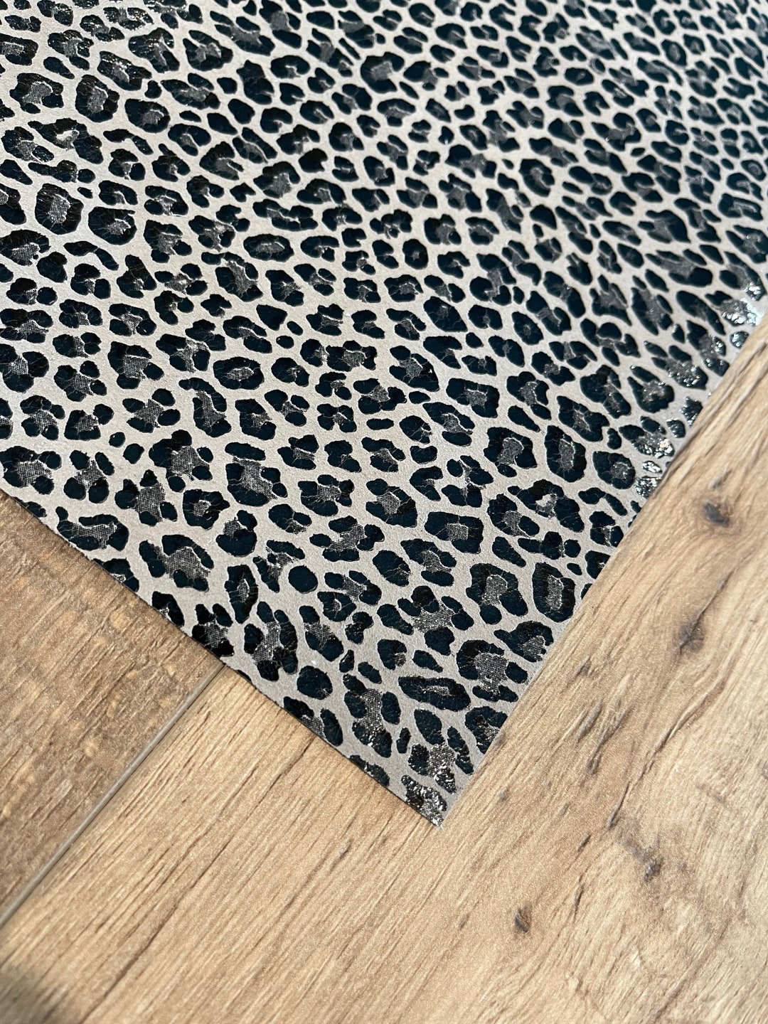 Grey Metallic Capri Leopard 8x10 Genuine Leather Suede Sheets for ...