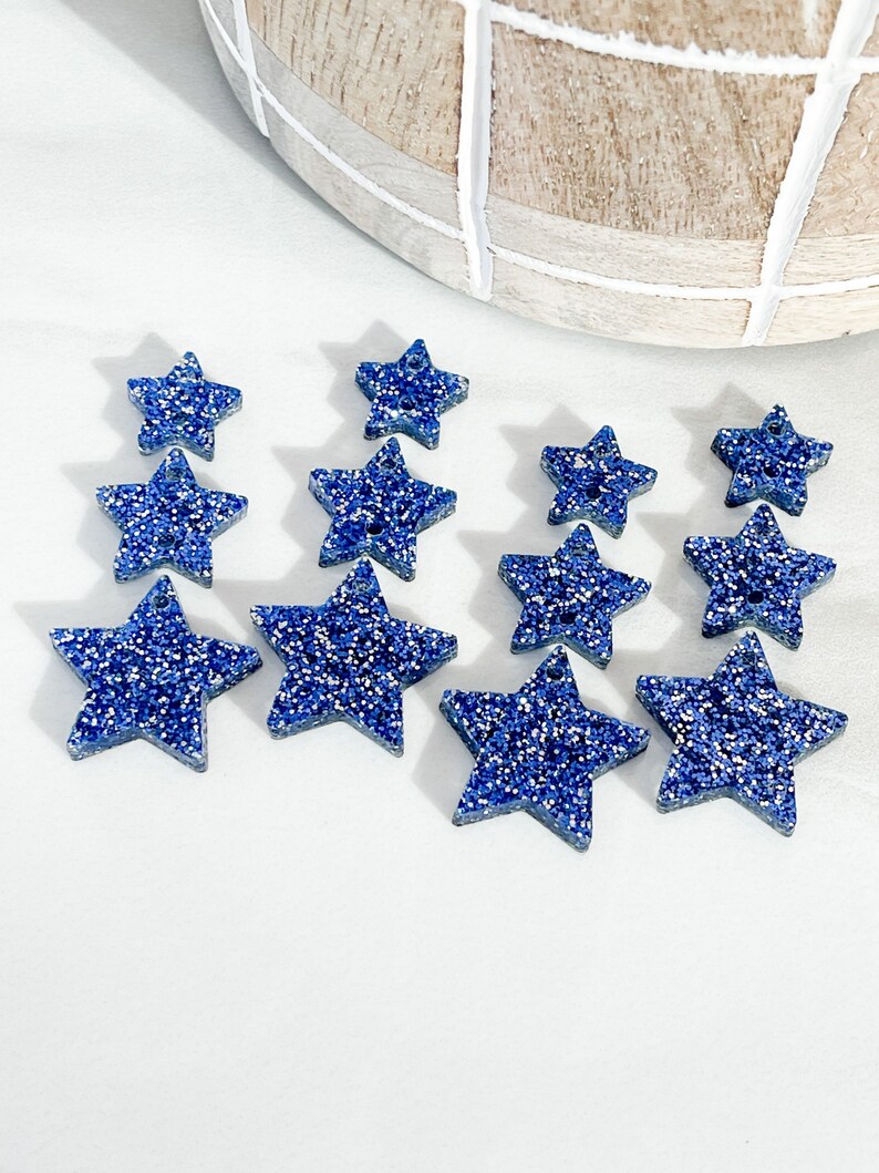 Blue Glitter Acrylic Stacked Star Findings Blanks Connectors - Etsy