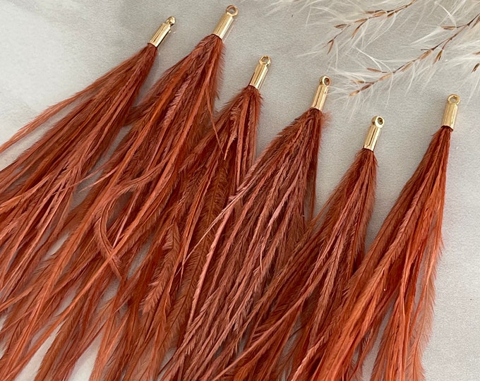 Cinnamon Brown Ostrich Feather Tassels (1pair) - Etsy