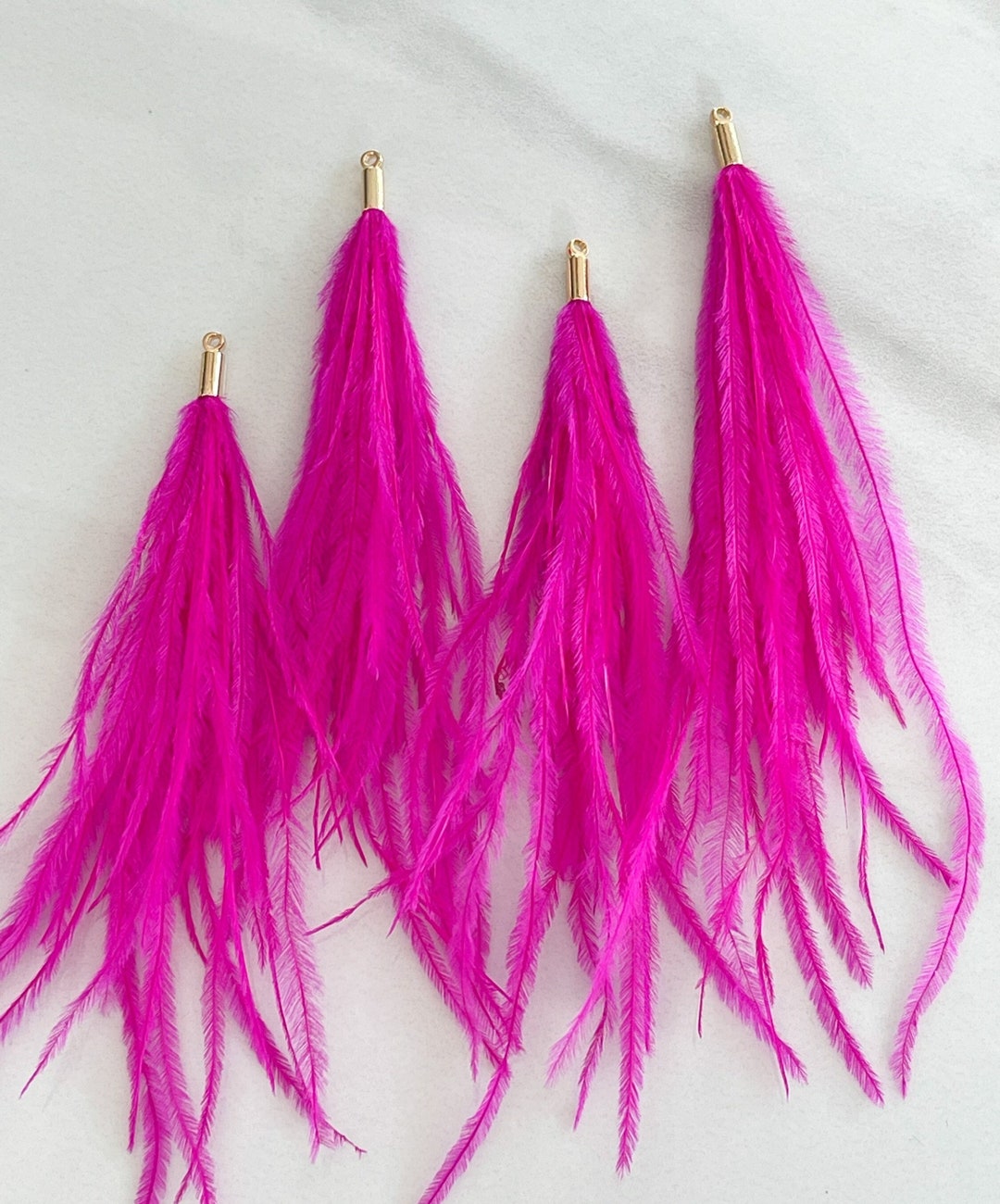 Hot Pink Ostrich Feather Tassels (1pair) - Etsy