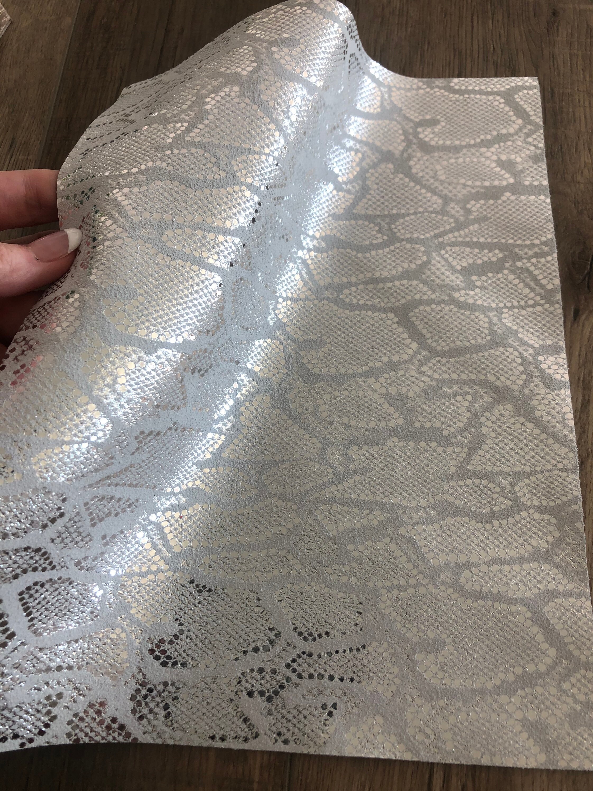 Metallic Silver Boa 8x10 Genuine Leather Suede Sheets for - Etsy