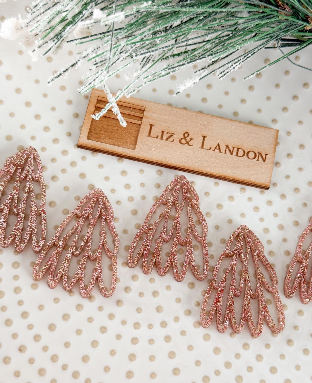 Rose Gold Glitter Loopy Holiday 1-hole Trees Blanks for Earrings ...