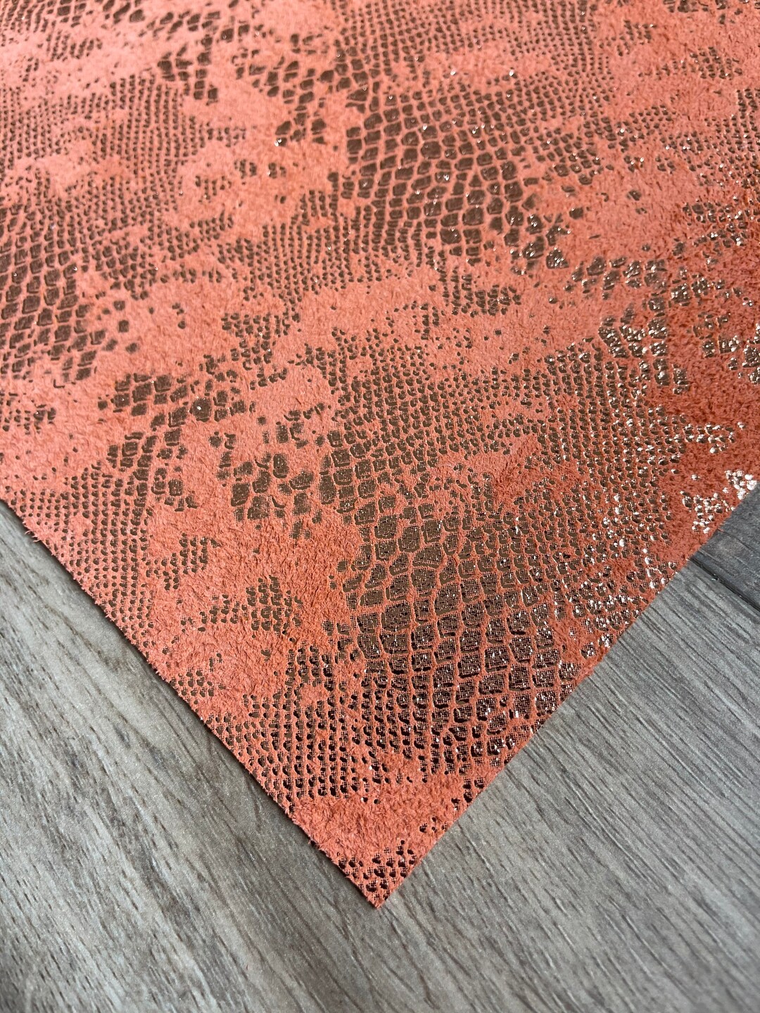 Coral & Rose Gold Python 8x10 Genuine Leather/suede Sheets for Earrings ...