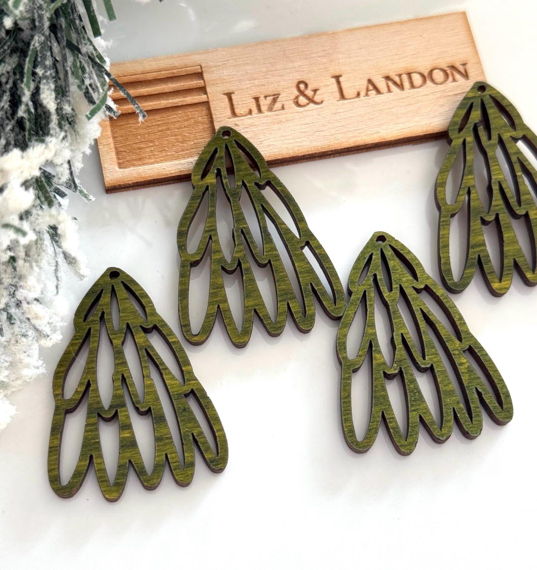 Wooden Olive Green Loopy Holiday 1-hole Trees Blanks for Earrings ...