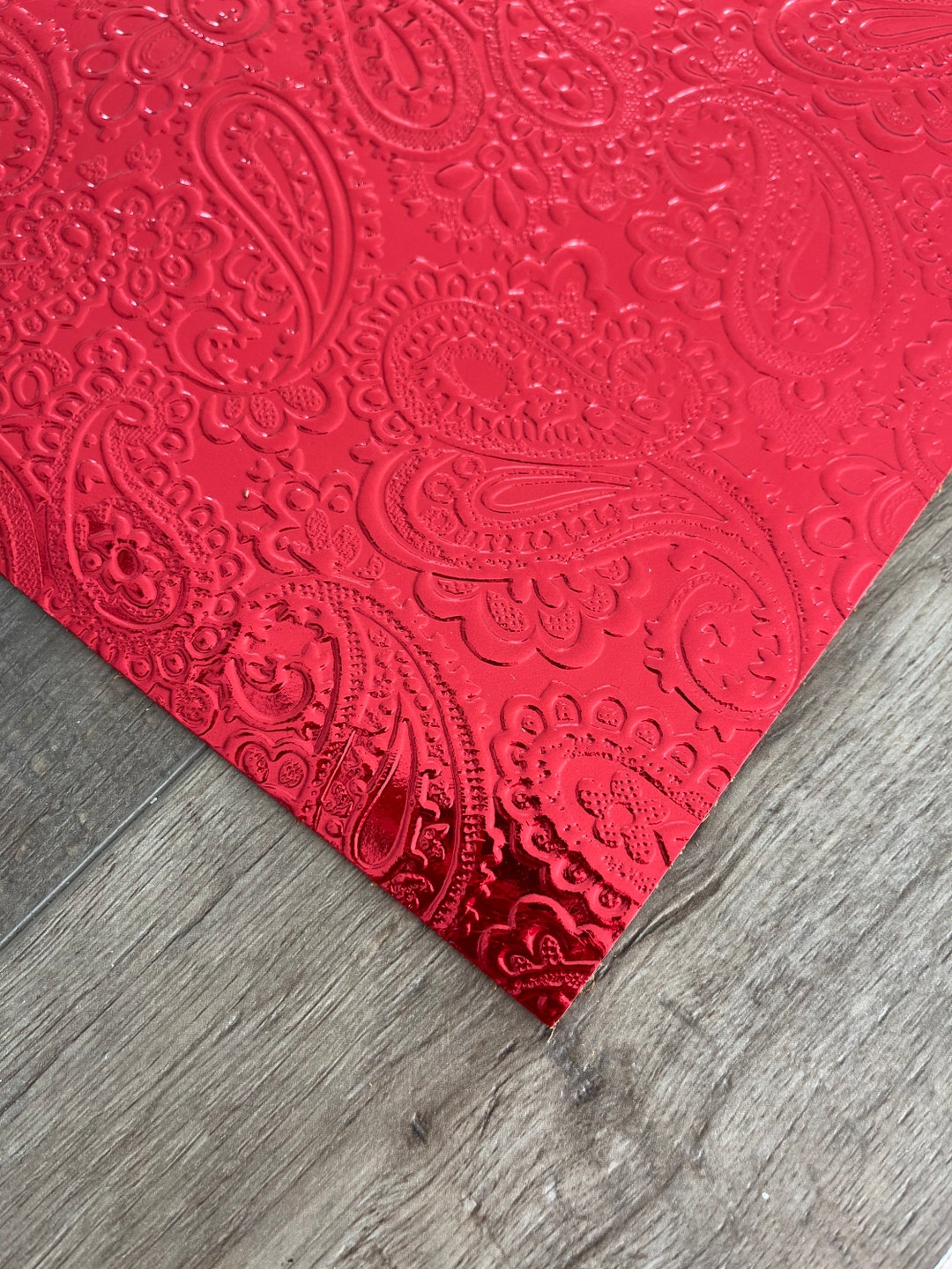 Metallic Red Paisley 8x10 Genuine Leather Sheets - Etsy