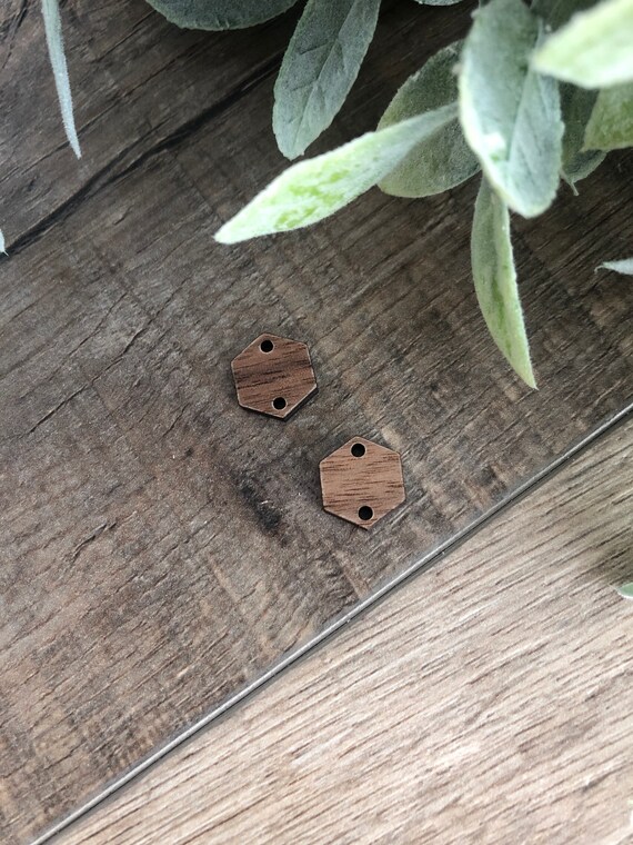 Walnut Pointed Hexagon Wooden Findings Blanks Supplies | Etsy