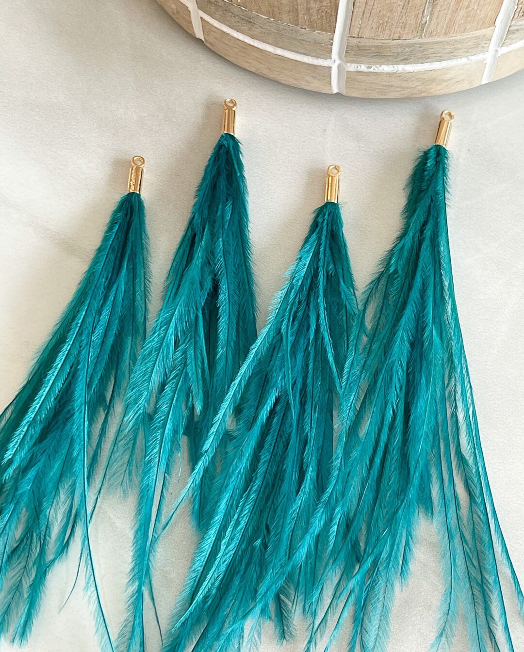 Peacock Blue Ostrich Feather Tassels (1pair) - Etsy
