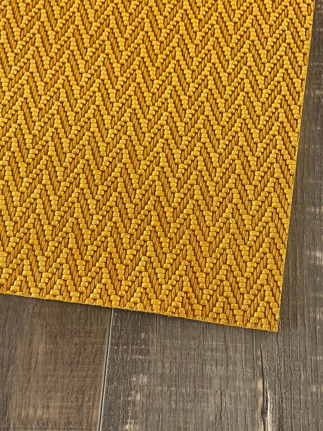 Mustard Yellow Knit Embossed 8x10 Genuine Suede Leather - Etsy