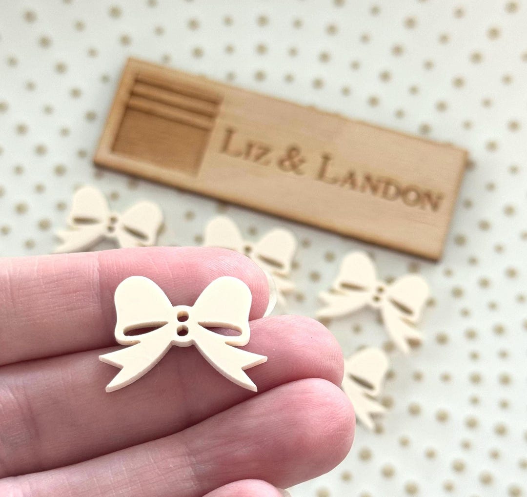 Ivory 2-hole Acrylic Bow Findings Blanks for DIY Earrings (2pairs) Item ...