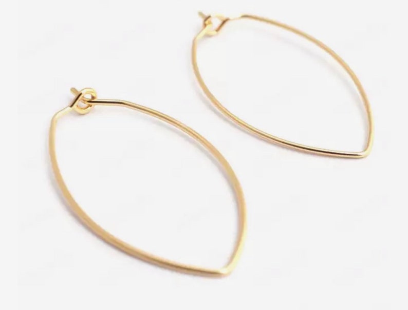 24K Gold Plated 1.4 Marquee Hoops 1pair - Etsy