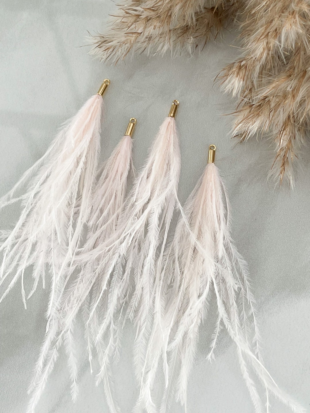 Champagne Pink Ostrich Feather Tassels (1pair) - Etsy