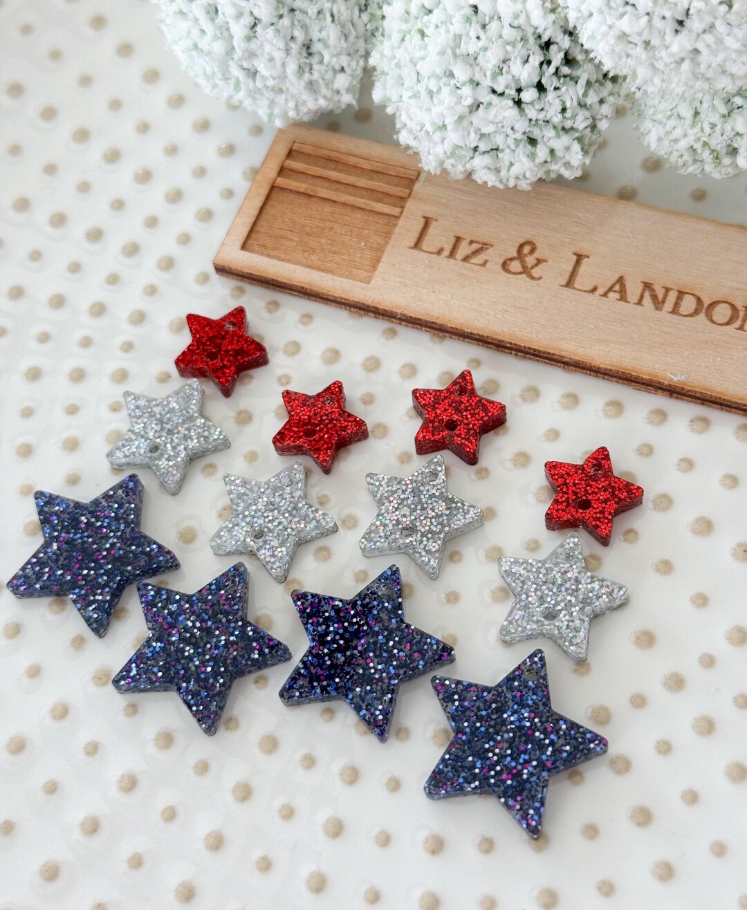 USA Glitter Acrylic Stacked Star Findings Blanks for Earrings Supplies ...