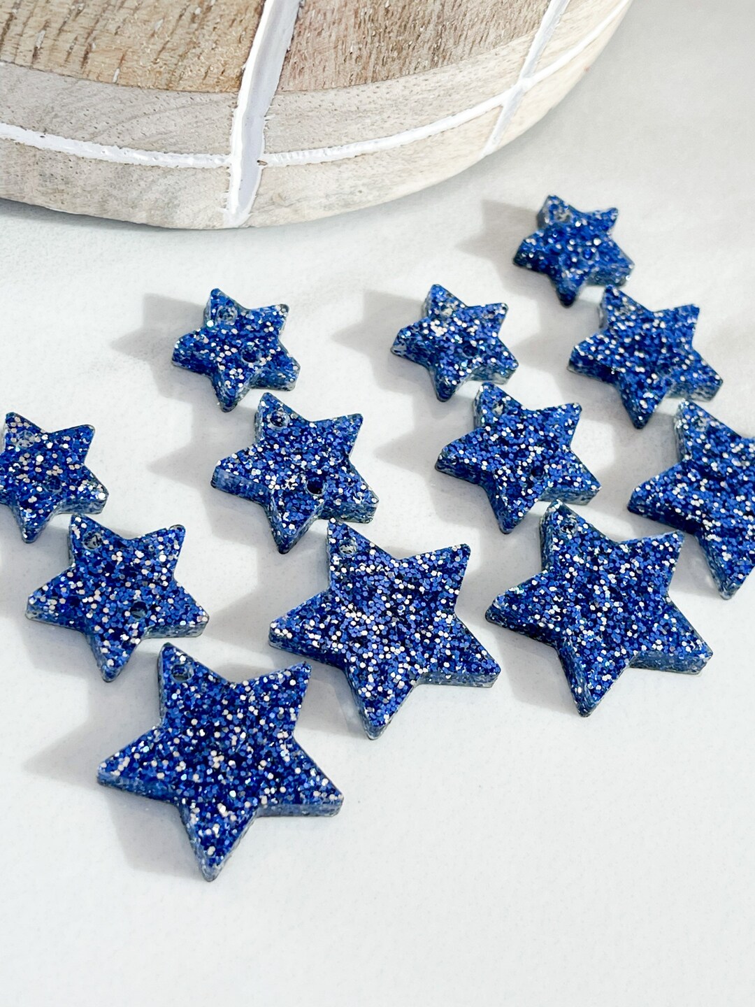 Blue Glitter Acrylic Stacked Star Findings Blanks Connectors 12pieces 2 ...