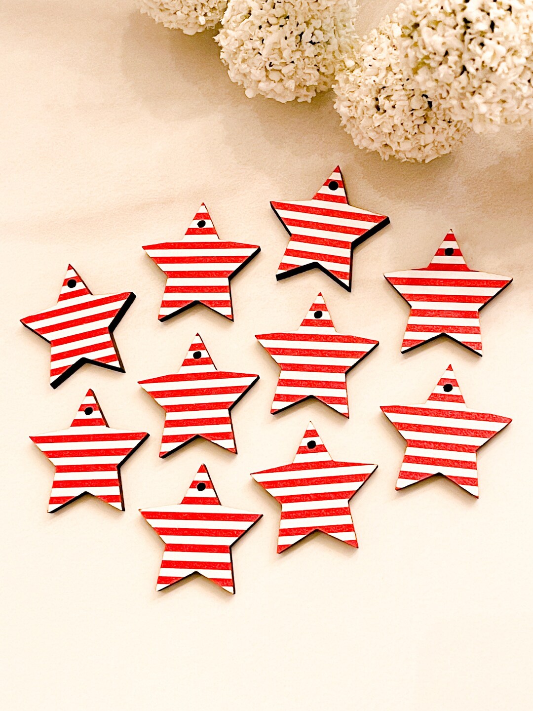 Red & White Striped Stars 1 Connectors Findings 1-hole Blanks - Etsy
