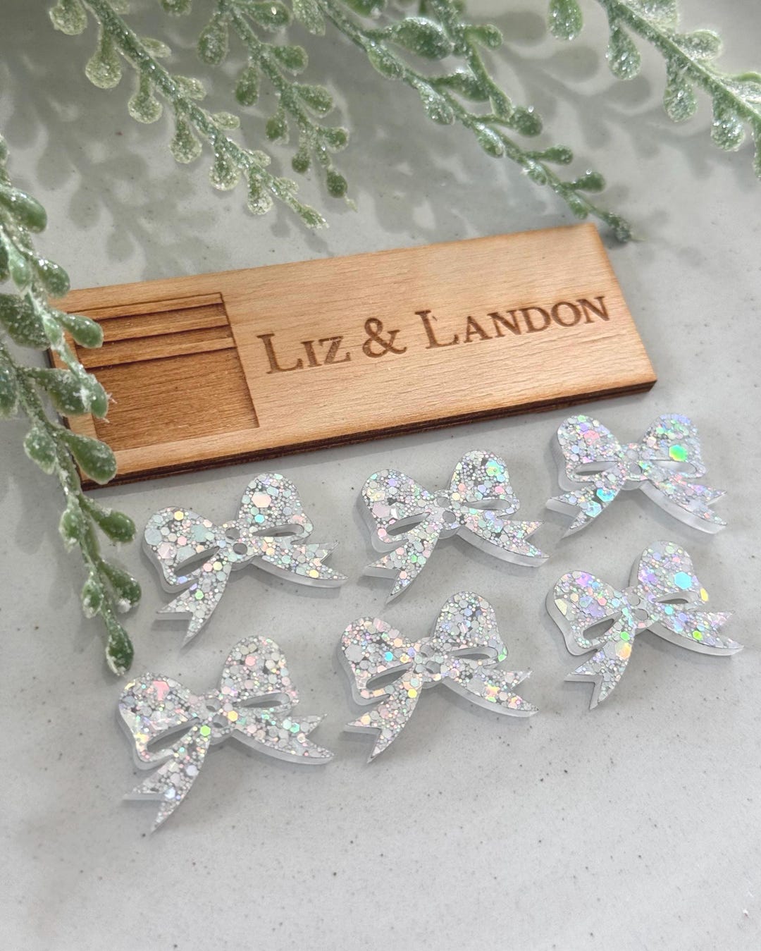 Fae Glitter 2-hole Acrylic Bow Findings Blanks for DIY Earrings (2pairs ...