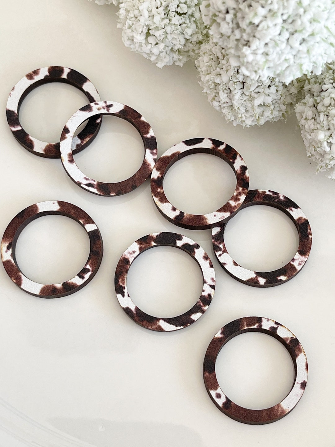 Spotted Brown Cow 1” Wooden Hoops Findings Blanks Connectors (3pair) - Etsy