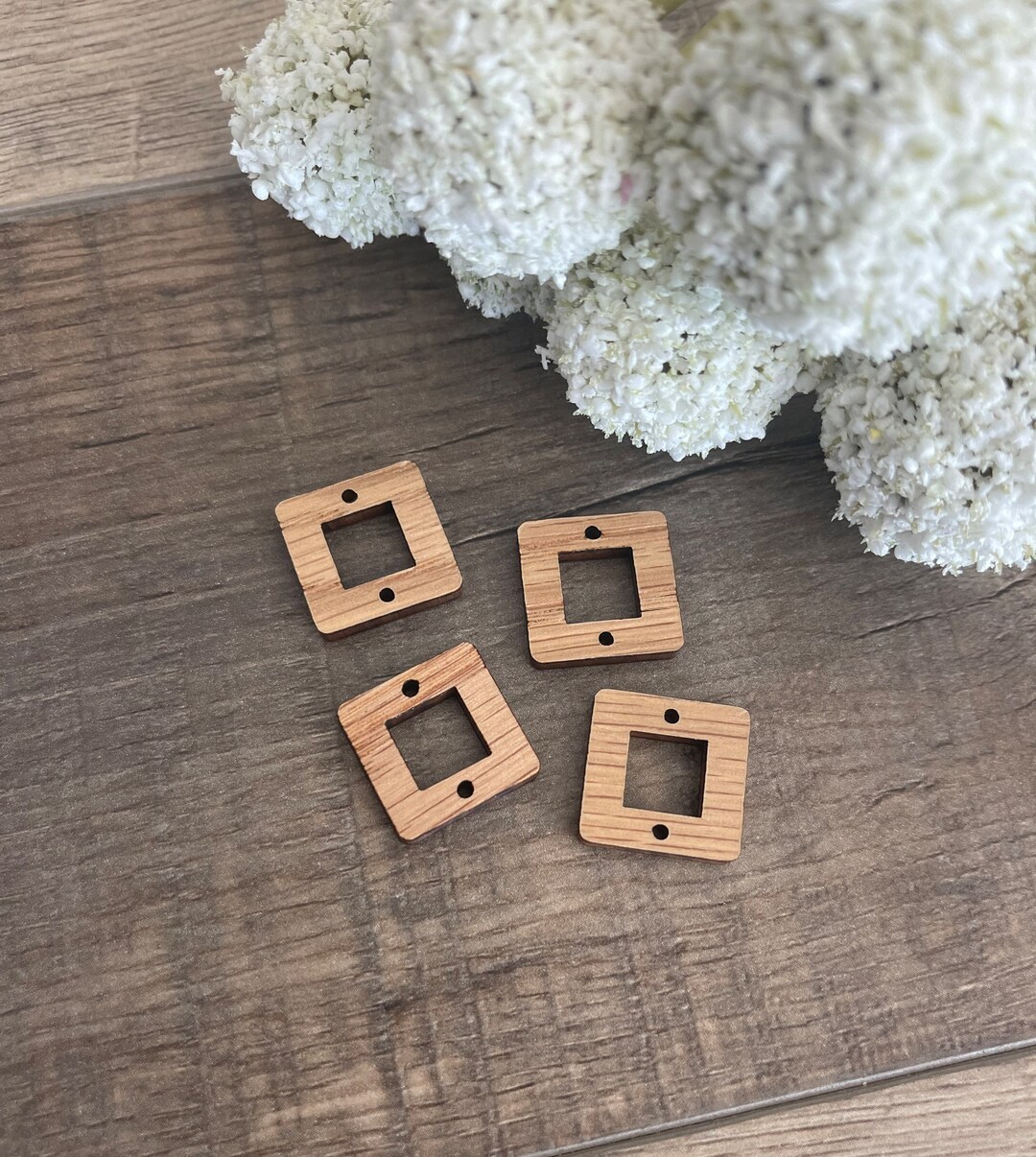White Oak .65” Hollow Square Wooden Connectors Findings Blanks Supplies ...