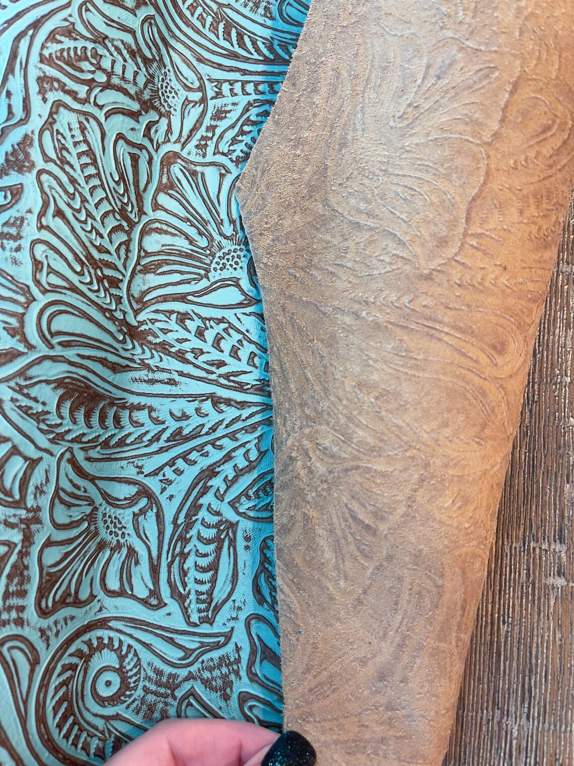 Western Turquoise Tooled 8x10 Genuine Leather Sheets - Etsy