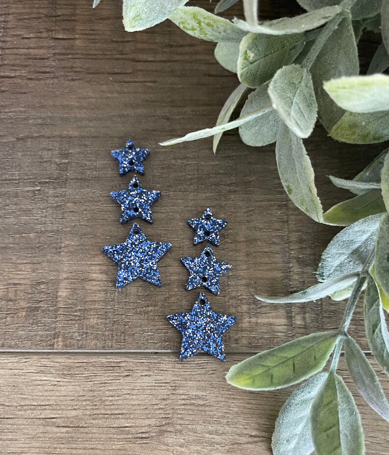 Blue Glitter Acrylic Stacked Star Findings Blanks Connectors - Etsy