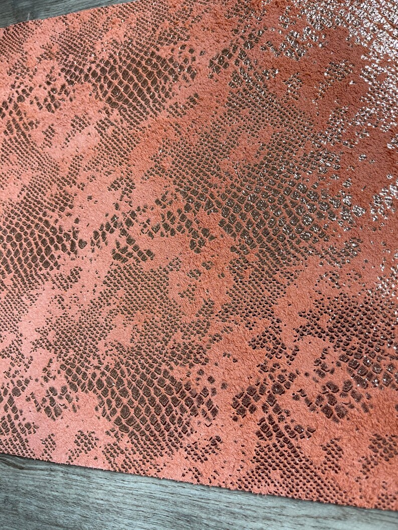 Coral & Rose Gold Python 8x10 Genuine Leather/suede Sheets for - Etsy