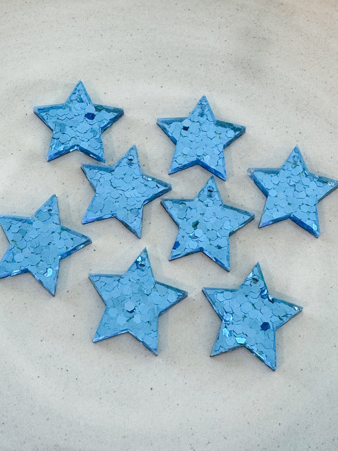 Blue Chunky Glitter Acrylic Stars Connectors Findings 1-hole Blanks ...