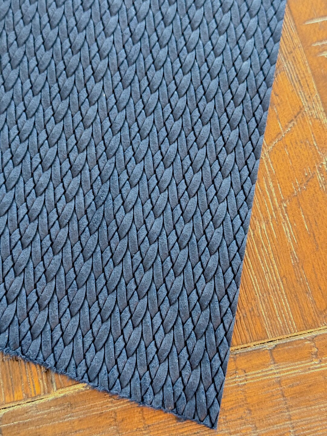 Navy Blue Knotted Braid 4x6 Genuine Suede Leather - Etsy