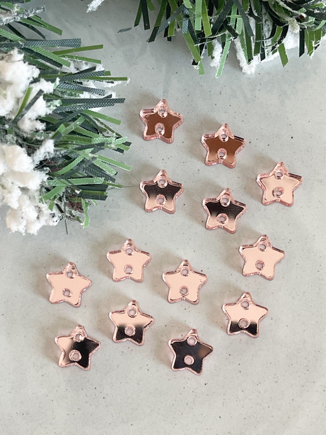 2-hole Mirrored Rose Gold Star Findings Blanks Connectors (2 Pair) Item ...