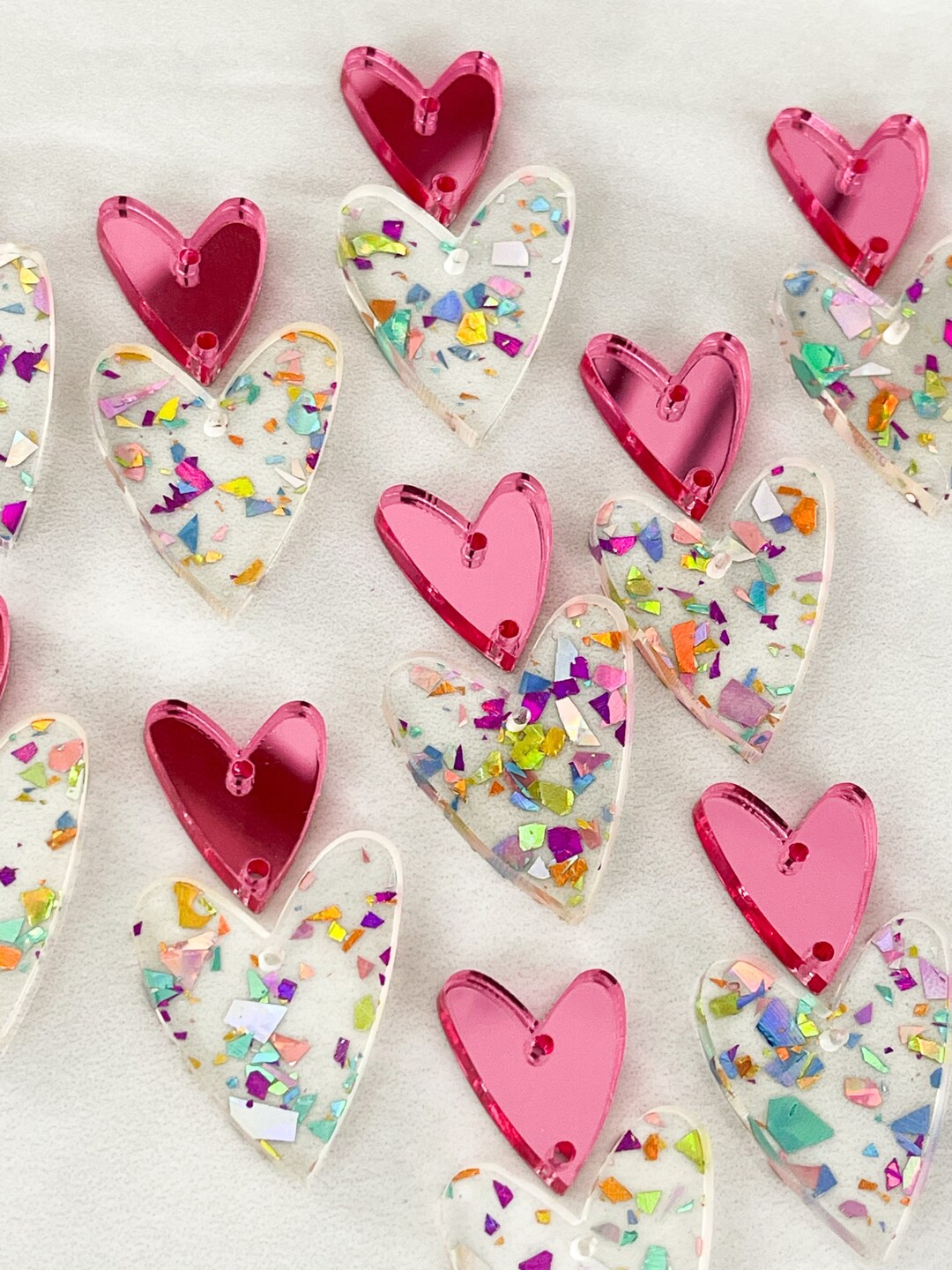 Sweet Kisses Stacked Acrylic Hearts Bundle Findings Connectors for ...