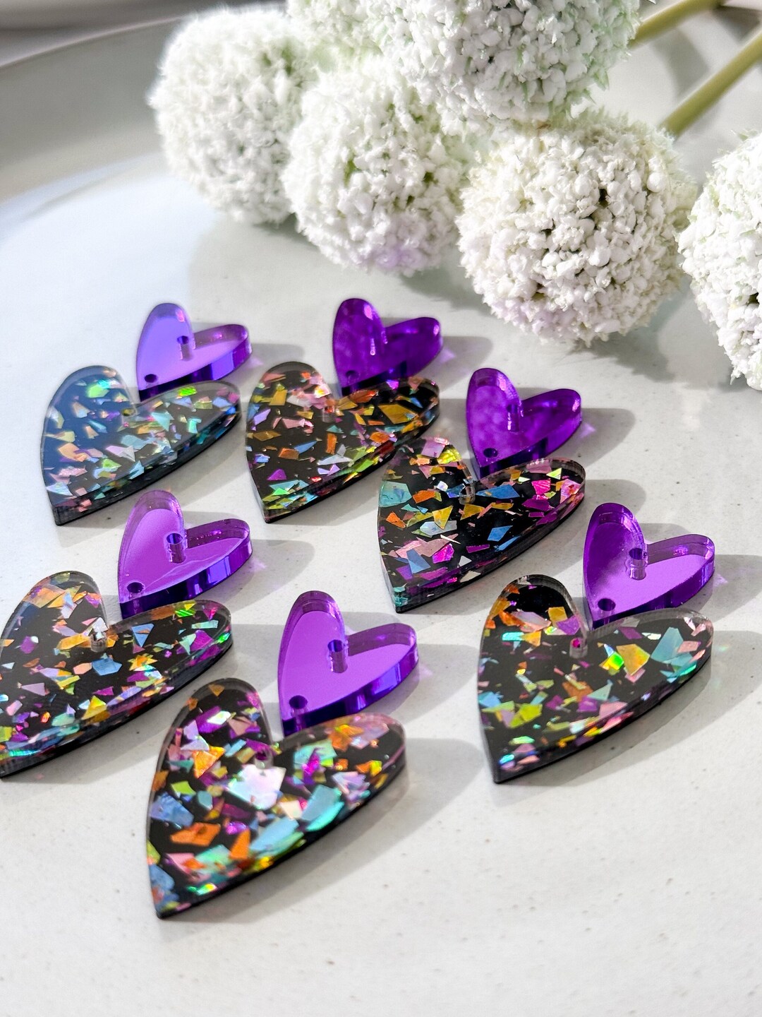Bad Romance Stacked Acrylic Sweetheart Bundle Findings Connectors (2 ...