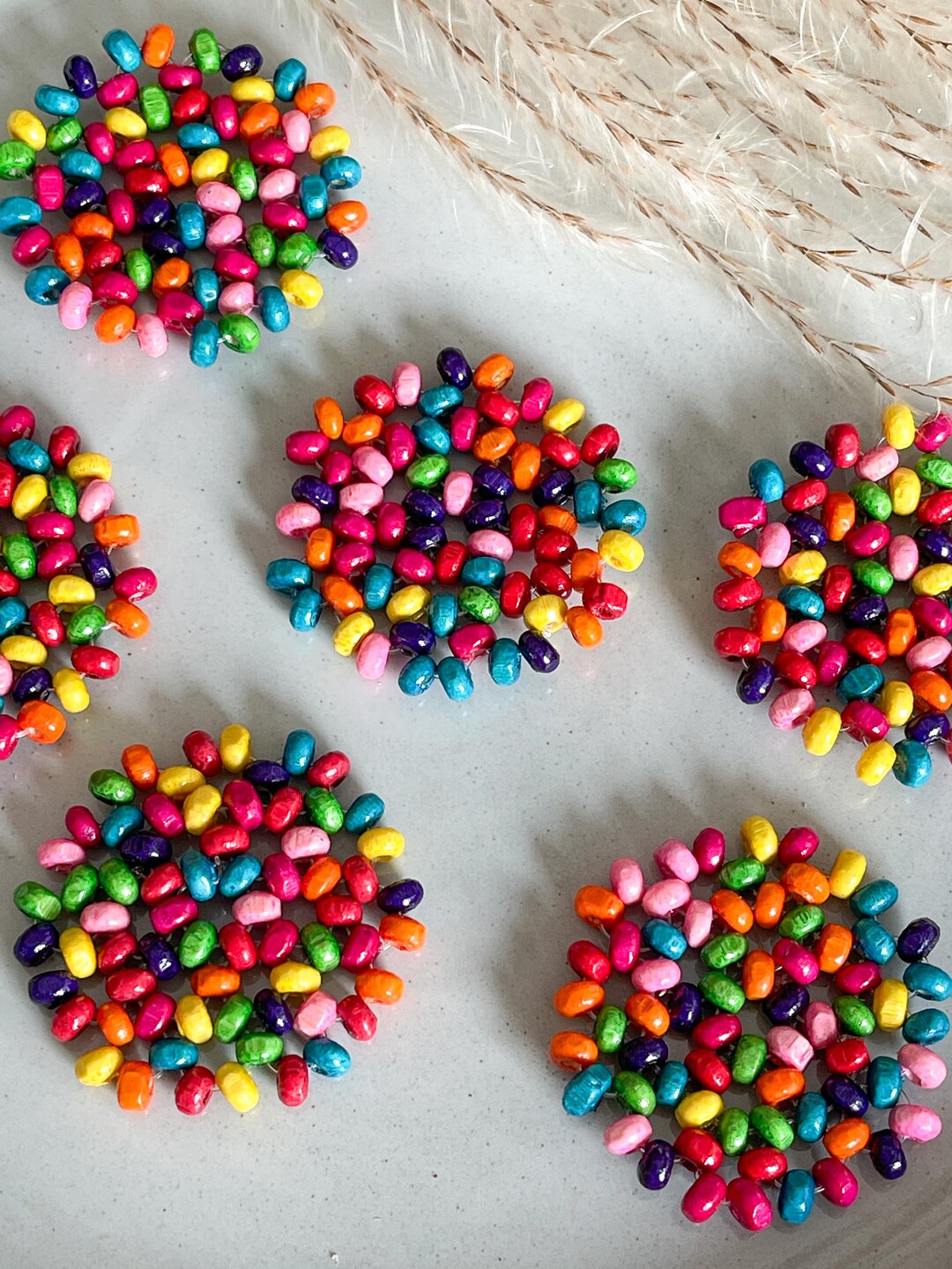 Rainbow Wooden Seed Bead Connectors for Earrings (2 Pair) - Etsy
