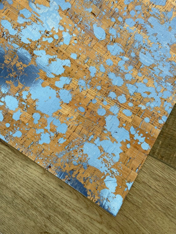 Powder Blue Splash 8x10 Natural Cowhide Backed Cork Sheets | Etsy