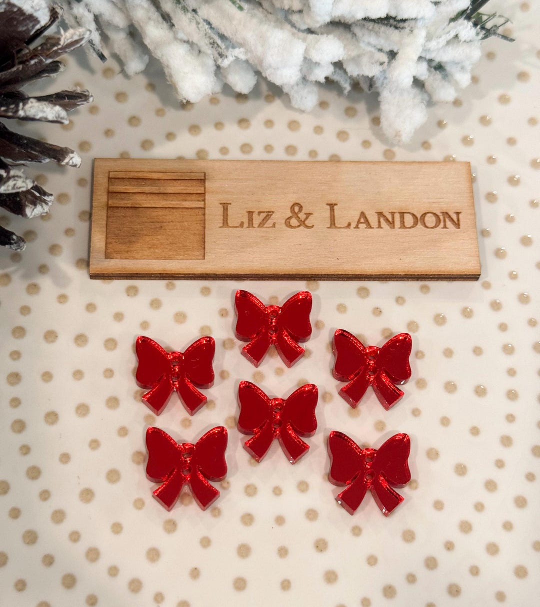 Mirrored Red 2-hole Acrylic Bow Findings Blanks for DIY Earrings (2pair ...