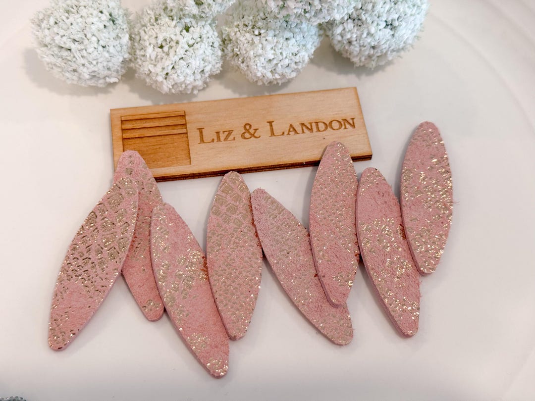 Pre-cut Pink & Rose Gold Metallic Python Wide Oblong Hoop Wrap Earring ...