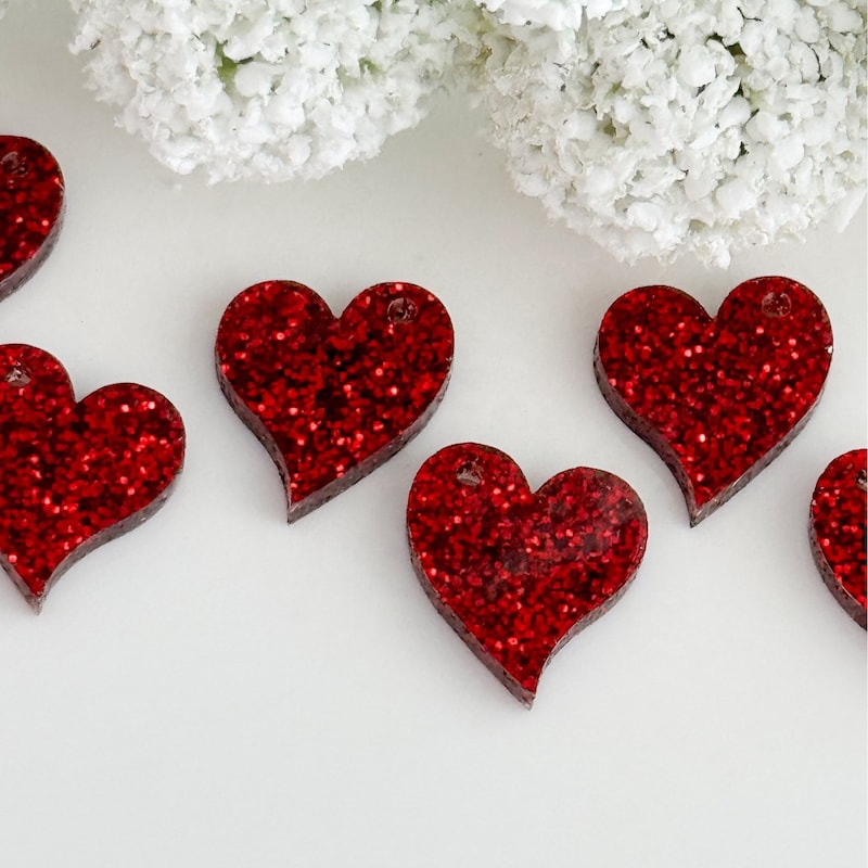 Red Glitter Acrylic Heart - Etsy