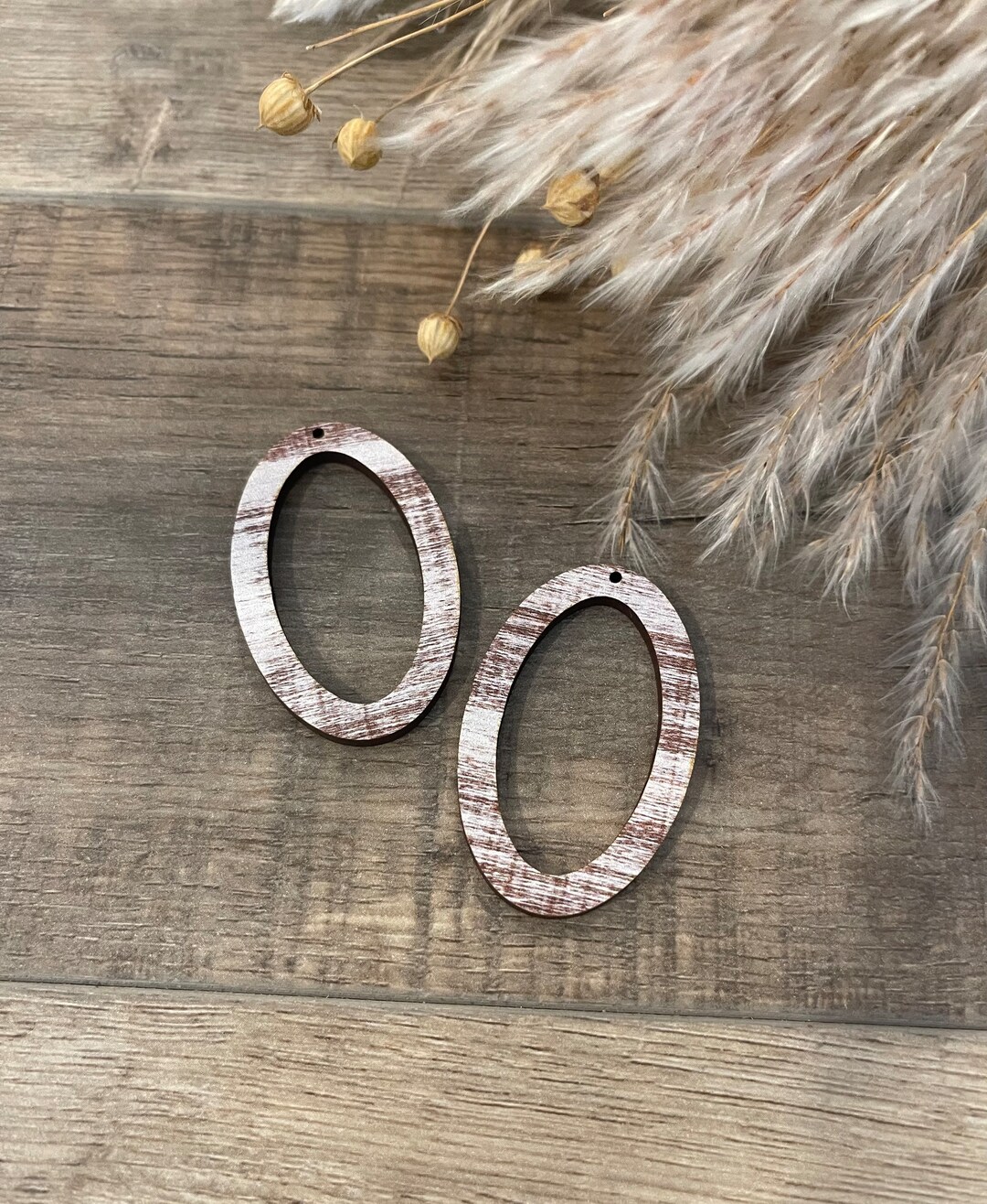 Barnwood 2” Wooden Oval Hoops Findings Blanks Connectors (2 Pairs) - Etsy