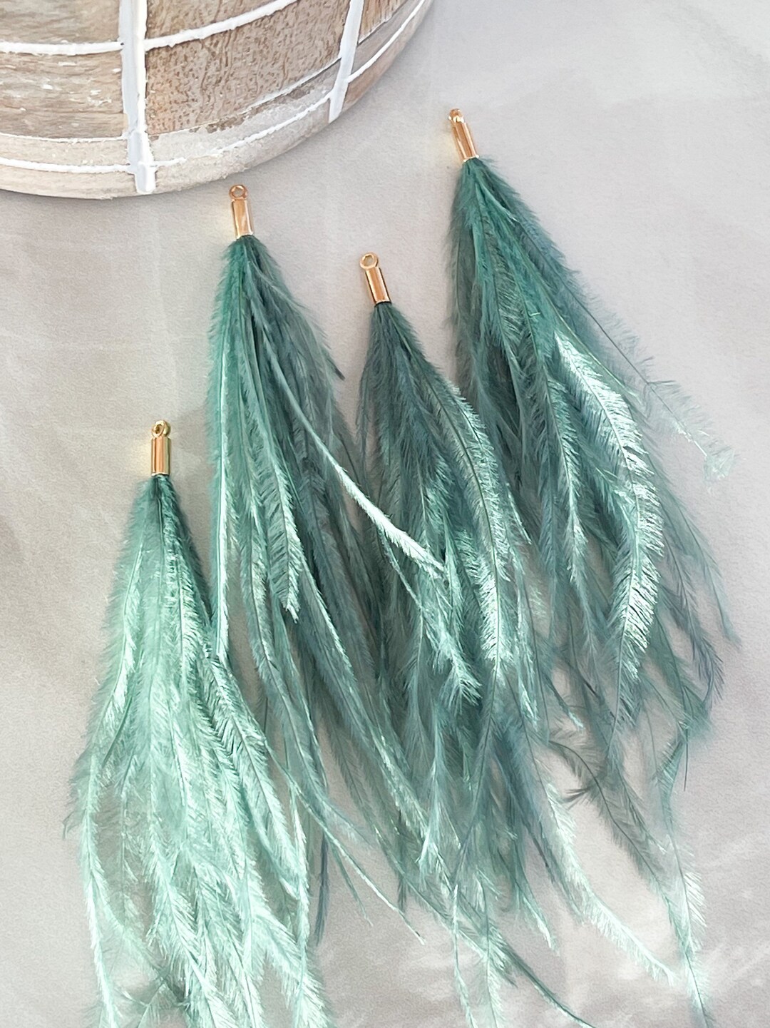 Sea Salt Green Ostrich Feather Tassels (1pair) - Etsy