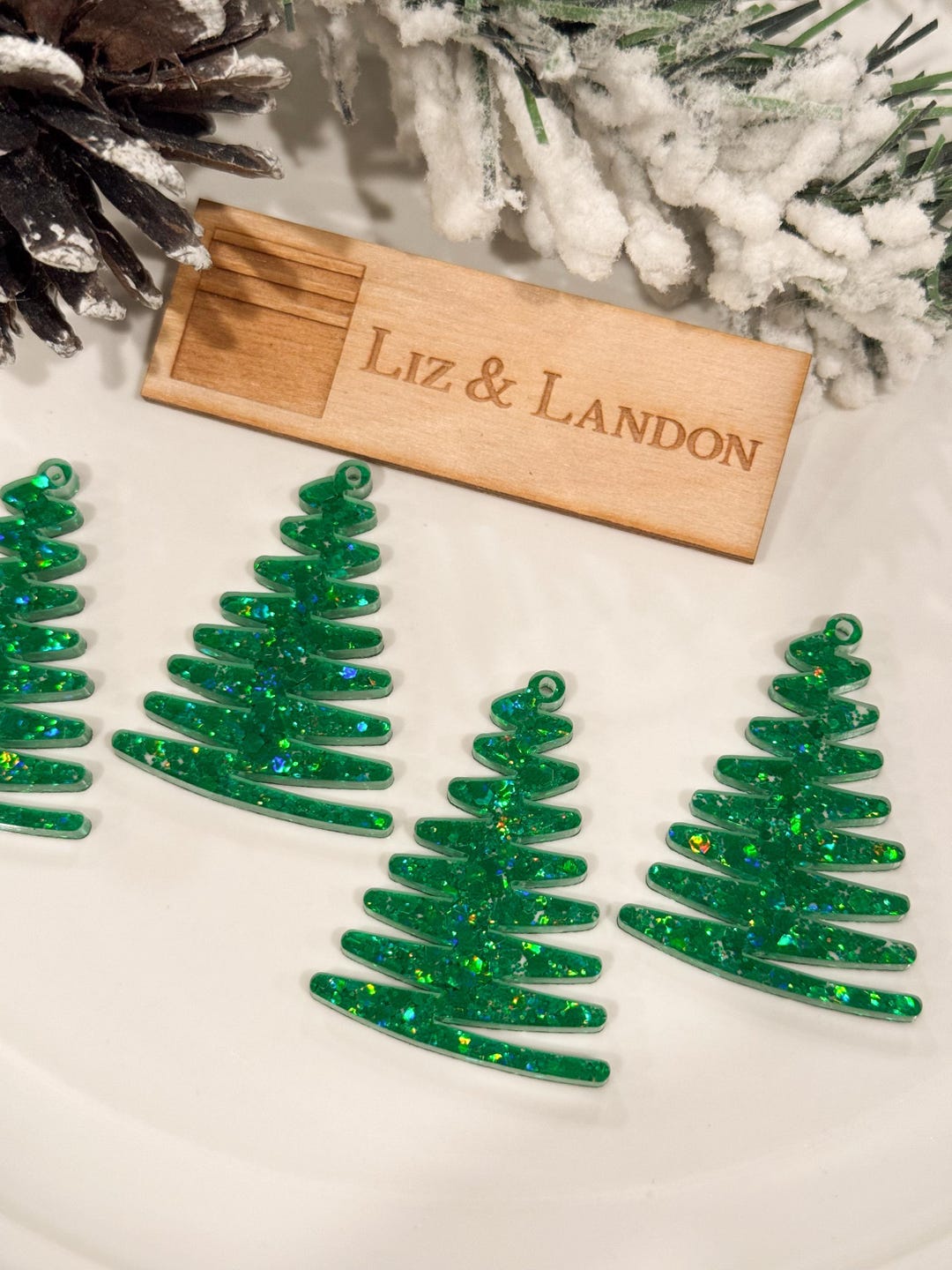 Zigzag Green Shimmer Acrylic Trees 1-hole Blanks for DIY Earrings ...