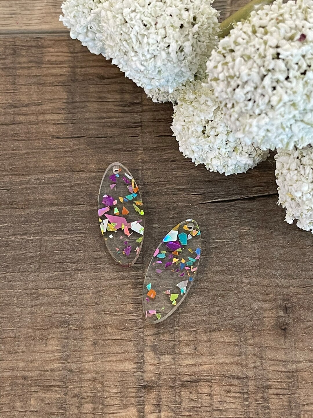 Parade Confetti Oval Clear Acrylic Slides Findings Connectors Blanks (2 ...