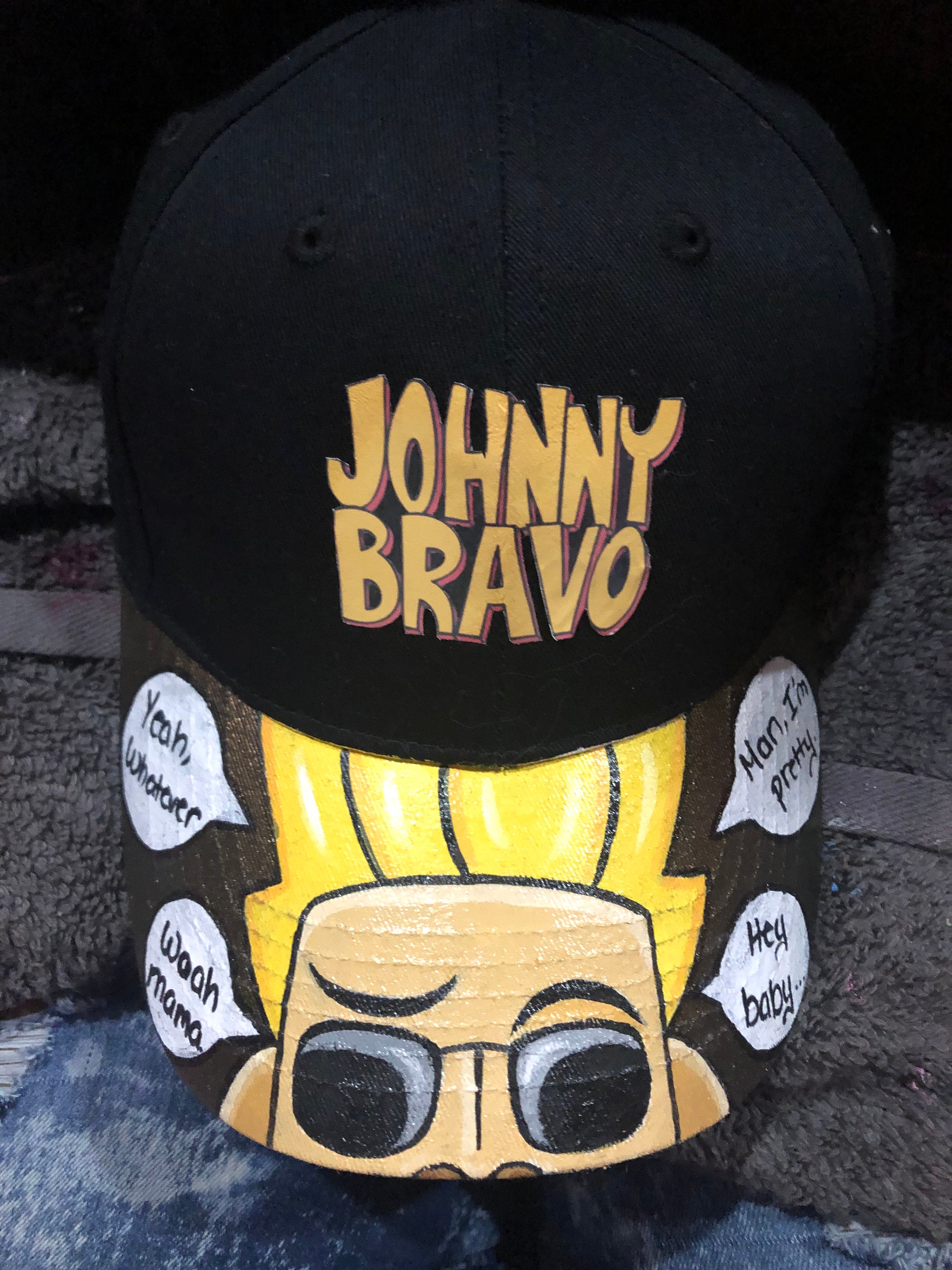 Johnny Bravo Hat With Hand Painted Logo - Etsy