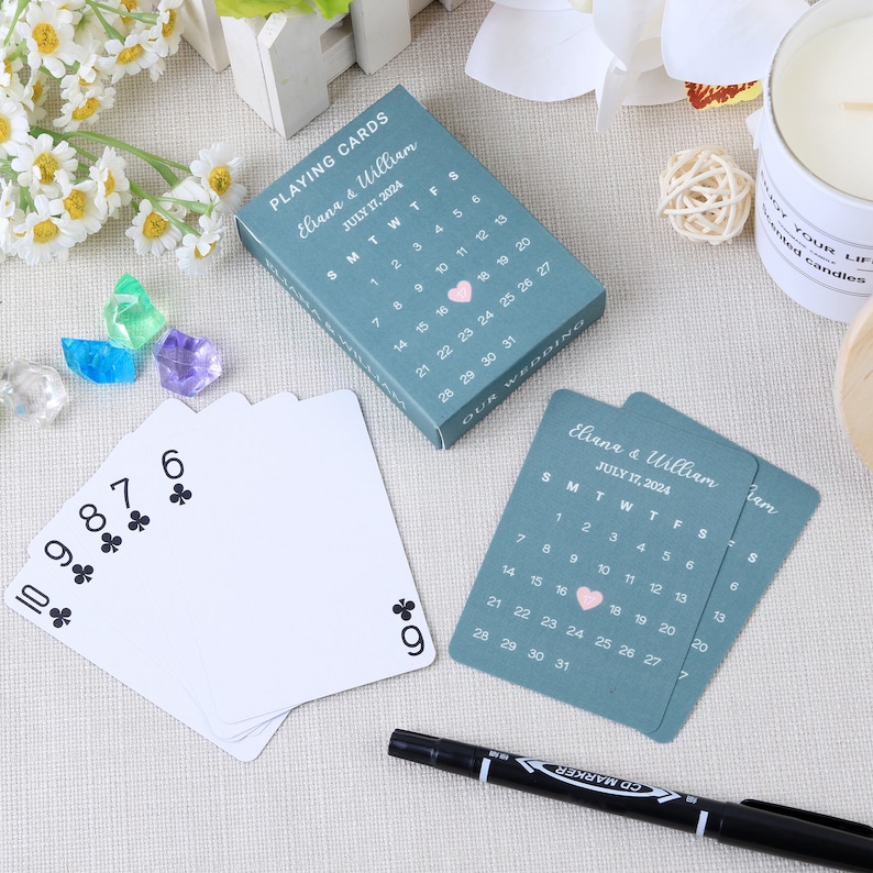 Calendar Playing Cards for Guest Book: Custom Wedding Date - Etsy