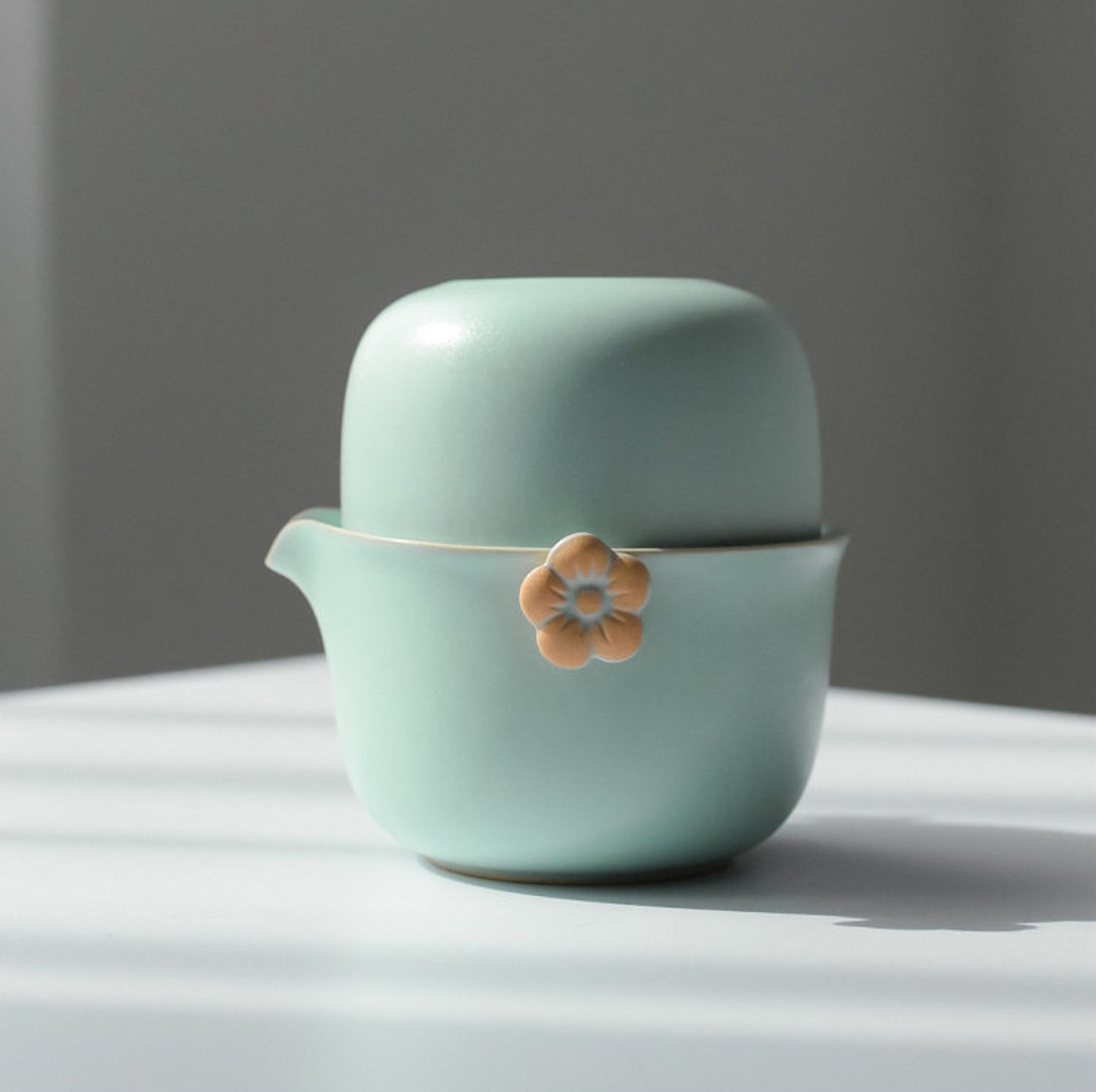 Portable tea set for travel ceramic Chinese tea set for two | Etsy