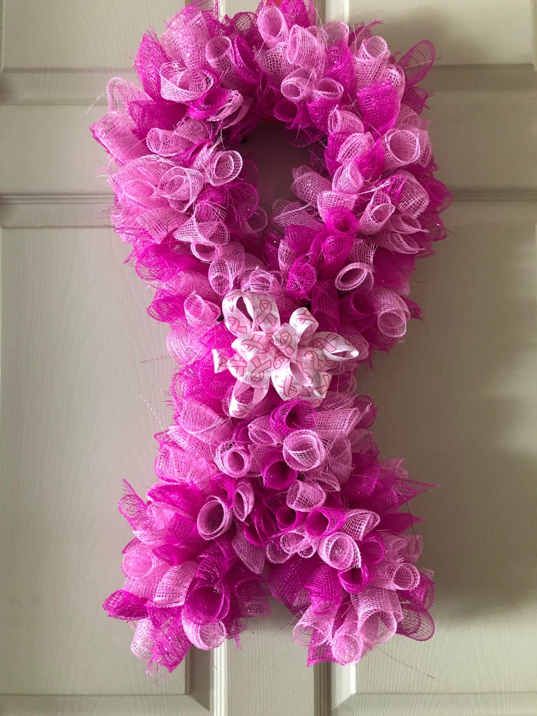 Breast Cancer Awareness Deco Mesh Wreath - Etsy