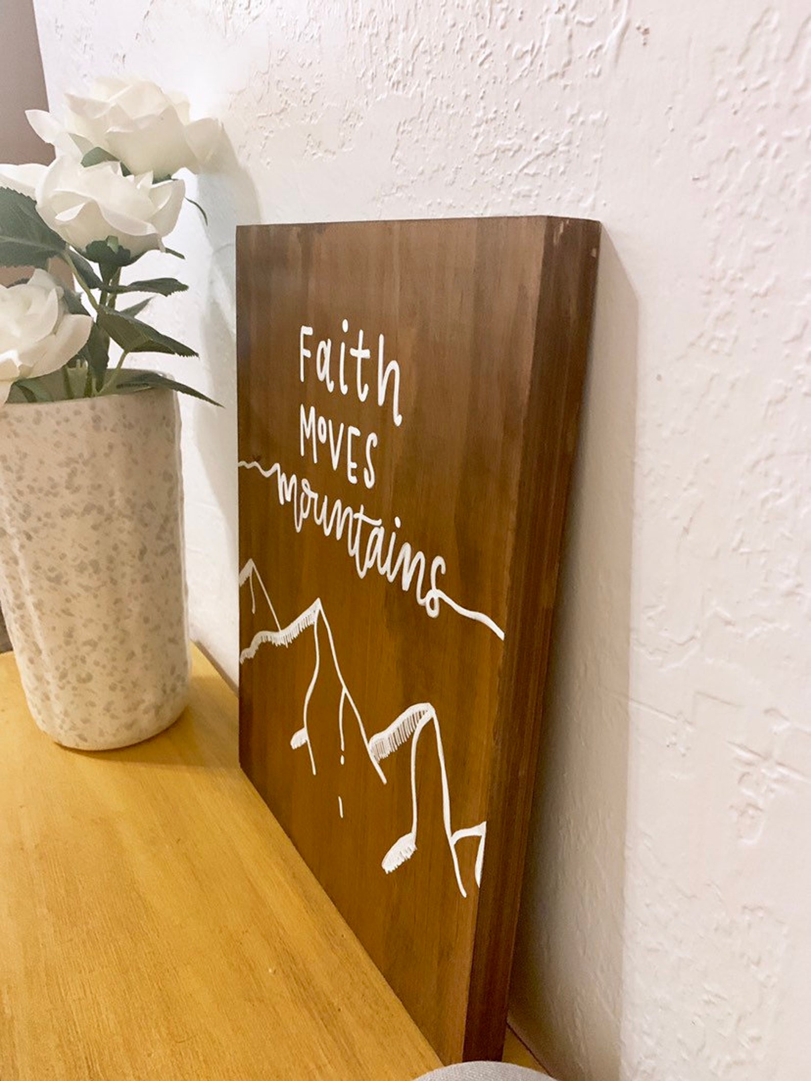 Wood Sign Home Decor Faith Moves Mountains Matthew 17:20 - Etsy
